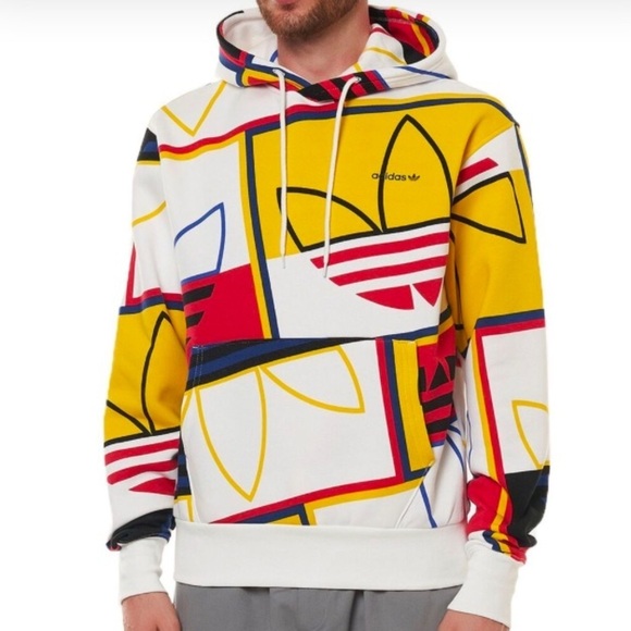 adidas | Shirts | Adidas All Over Print Play Trefoil Logo Hoodie Size M ...